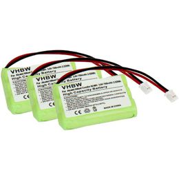 vhbw 3x Ni-MH Akku 700mAh (3.6V) kompatibel mit Telefon Handy Ericsson DECT260, DT140, DT-140, DT200, DT-200 Ersatz für ntm/bkbnb 101 13/1, CP15NM, bkbnb