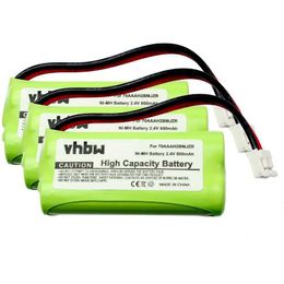 vhbw 3x Ni-MH Akku Set 800mAh (2.4V) kompatibel mit schnurlos Festnetz Telefon v Tech DS63223, DS6322-3, DS63224, DS6322-4 embarq eGO Ersatz für