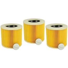 vhbw - Filterset 3x Faltenfilter kompatibel mit Kärcher se 4002 Waschsauger, se 4002 Nass- & Trockensauger - Filter, Patronenfilter, Gelb