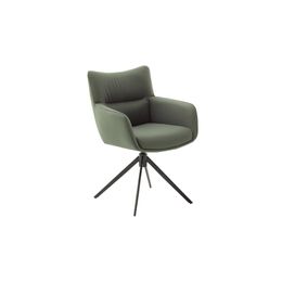MCA LIMONE 2 4 Fuß Stuhl mit Armlehnen Stahl/Leder 360° drehbar Olive/Schwarz Matt