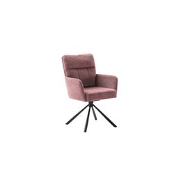 MCA UTICA 4 Fuß Stuhl mit Armlehnen Stahl/Stoffbezug 180° drehbar Himbeere/Schwarz Matt