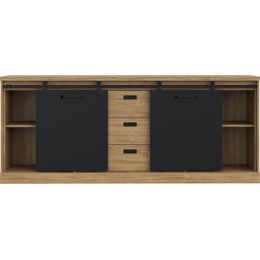 Sideboard FORTE Sideboards Gr. B/H/T: 213,4 cm x 88,2 cm x 52 cm, 3, schwarz (waterford eiche, schwarz) Sideboards