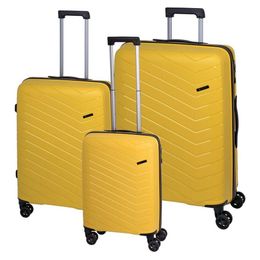 Check.In® Trolleyset Orlando, 4 Rollen, (Set, 3 tlg), Kofferset, Gepäckset, klein mittel groß, Handgepäck, Aufgabegepäck, gelb