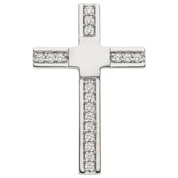 Jobo Kreuzanhänger Anhänger Kreuz, 925 Silber mit 18 Zirkonia, silberfarben