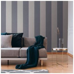 A.S. Création Gestreifte Wohnzimmer Tapete grau Vliestapete moderne Streifentapete Wandschutz - Blau