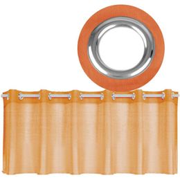 Sen-Bistrogardine in B160cm x L45cm, transparente uni Scheibengardine Voile in vielen verschiedenen Farben erhältlich (hellorange - möhre) - Orange