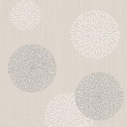 Moderne Tapete mit Keis Muster Grau weiße Vliestapete mit Blumen im modernen Stil Abstrakte Tapete ideal für Schlafzimmer und Wohnzimmer - Beige,