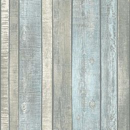 Holzoptik Tapete im maritimen Stil Vintage Holztapete in Hellblau und Weiß Maritime Vliestapete für Schlafzimmer und Badezimmer - Blau, Grey, Beige