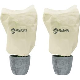sekey Kübelpflanzensack als Winterschutz mit Kordelzug und Reißverschluss, Beige, 100 x 80 cm (2 Pack)