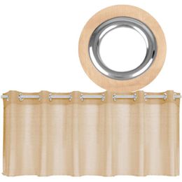 Sen-Bistrogardine in B160cm x L60cm, transparente uni Scheibengardine Voile in vielen verschiedenen Farben erhältlich (beige - nude) - Beige