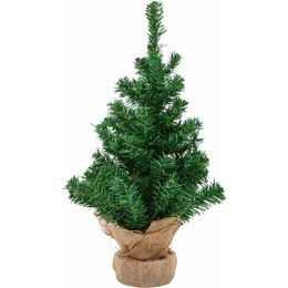 Künstlicher Weihnachtsbaum im Jutesack 60cm Tannenbaum Christbaum Dekobaum grün