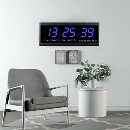 Led Digital Display Wanduhr LED-Großbilduhr Seniorenuhr Wohnzimmer Büro Clock Kalender & Temperatur