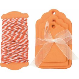 Glorex Gmbh - Glorex Papier-Etiketten orange 5-8 x 3,5-5 cm, 15 Stück Geschenkverpackungen