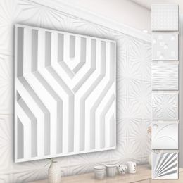 HEXIM 3D Wandpaneele aus pvc Kunststoff - weiße Wandverkleidung mit 3D Optik - Abstrakte Motive: 1 Platte / Muster, HD123