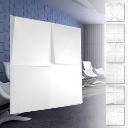HEXIM - 3D Wandpaneele aus pvc Kunststoff - weiße Wandverkleidung mit 3D Optik - Cube Motive: 1 Platte / Muster, HD132