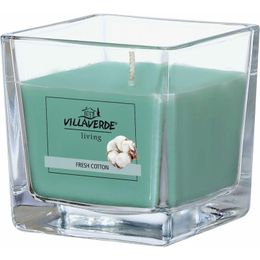 Duftkerze im Glas klar eckig Fresh Cotton, 8 x 8 x 8 cm Duftkerzen - Villa Verde