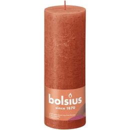 bolsius Rustik Stumpenkerze herbstliches orange, Höhe 19 cm, Ø 6,8 cm Stumpen- und Kugelkerzen