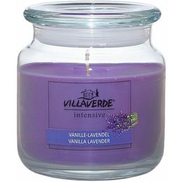 Duftkerze im Glas m. Deckel Vanille-Lavendel, h 10 cm, ø 10 cm Duftkerzen - Villa Verde