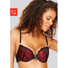 JETTE Damen Push-up-BH, Rot, Gr. 80B, Push-Up-BHs, Material: Polyamid