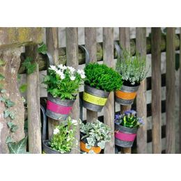 Dekoleidenschaft - 3 Pflanztöpfe Jazzy Flowers aus Metall, Kräutertopf, Hängetopf, Blumentopf hängend, Pflanzgefäß für Drinnen & Draußen, Gartendeko