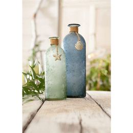 2 Deko-Vasen Maritim aus Glas, blau & grün, Blumenvasen