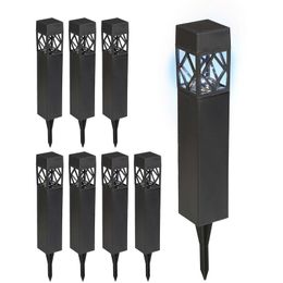 Solarlampen 8er Set, kaltweiß, wasserdicht, Dämmerungssensor, led Solarleuchte, HxBxT: 41 x 6 x 6 cm, schwarz - Relaxdays