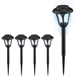 Solarlampen 5er Set, led Solarlicht mit Erdspieß, HxD: 39 x 11 cm, moderne Gartenbeleuchtung, draußen, schwarz - Relaxdays