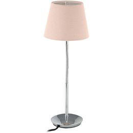 Tischlampe flexibel, mit Stoffschirm, verchromter Fuß, E14 Fassung, Nachttischlampe, HxD: 47 x 17 cm, rosa - Relaxdays