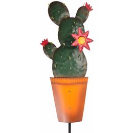 BURI Led Deko Kaktus Gartenstecker Metallfigur Dekopflanze Kakteen Solar Gartendeko