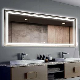 Großer Badspiegel mit led Beleuchtung 180x90cm, Touchschalter, Dimmbar Kaltweiß Neutral Warmweiß - Badezimmerspiegel, Wandspiegel, Lichtspiegel, led