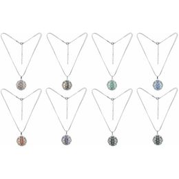 Gilde - Messing Halskette mit Lebensblume im Display, Stoffband, Stein mit Bedeutung