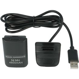 vhbw - Play & Charge Kit kompatibel mit Microsoft Xbox 360 Controller - 1x Ladekabel, 1x Akku, Schwarz