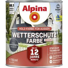 Alpina - Wetterschutzfarbe deckend 0,75 l anthrazitgrau Holzschutzfarbe