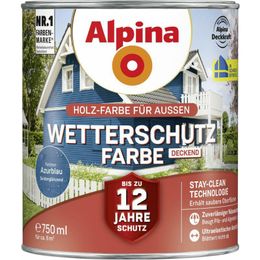 Alpina - Wetterschutzfarbe deckend 0,75 l azurblau Holzschutzfarbe