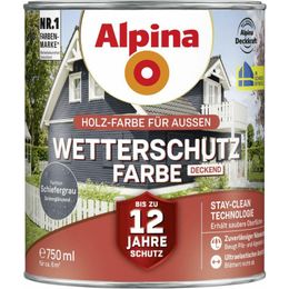 Alpina - Wetterschutzfarbe deckend 0,75 l schiefergrau Holzschutzfarbe
