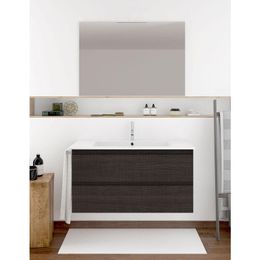 Ibiza Badezimmer-Set mit 2 Schubladen, 8 verschiedene Farben, 15 Maße, inkl. Möbel, Waschbecken und Spiegel, Sand 80x40Cm Solid surface Waschbecken
