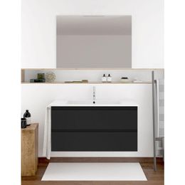 Ibiza Badezimmer-Set mit 3 Schubladen, 8 verschiedene Farben, 15 Maße, inkl. Möbel, Waschbecken und Spiegel, Graphit 75x45Cm