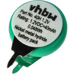 Knopfzellen Akku Typ V40H (NiMH, 40mAh, 1.2V) - 1 Zelle, 2 Pins Printanschluss, wiederaufladbar - vhbw