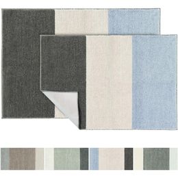 Floordirekt Badematte Horizont Dunkelgrau/Silbergrau/Blaugrau 50 x 80 cm - Dunkelgrau