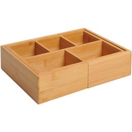 Aufbewahrungsbox Ordnungsbox Schubladen Organizer ausziehbar Bambus Natur 24,6 x 17,6 x 7 cm - Natur - HOMCOM