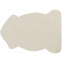 Beliani Kunstfell Teppich Beige Webpelz Stoff Kaninchen 90 cm Fellform Pelzimitat Bettvorleger Läufer Überwurf für Sitzmöbel Sofa Couch Sessel Stühle - Beige