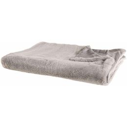 Beliani - Kuscheldecke Grau Polyester 200 x 220 cm Plüsch Decke Felloptik Schlafzimmer Wohnzimmer - Grau