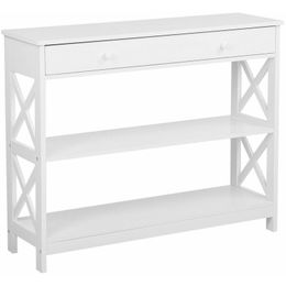 Beliani Konsolentisch Weiß 30 x 100 cm mdf Tischplatte Schublade Rechteckig Landhausstil - Weiß