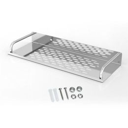 Intirilife Duschablage aus Edelstahl mit 40 x 13 cm - Duschkorb Duschregal Badregal mit praktischen Ablaufrinnen zum Bohren für Bad und Küche - grey