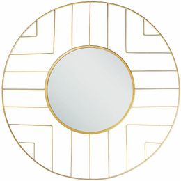 Beliani Wandspiegel Gold Glas und Metall rund ø 60 cm mit geomterischem Rahmen Wanddeko Dekoration Wohnzimmer Schlafzimmer Jugendzimmer - Gold