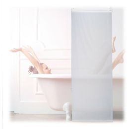 Duschrollo, 60x240 cm, Seilzugrollo für Dusche & Badewanne, Decke & Fenster, Badrollo wasserabweisend, weiß - Relaxdays