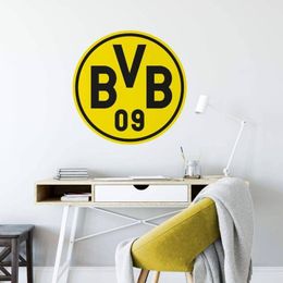 Fußball Wandtattoo Borussia Dortmund BVB 09 Logo Rund Wohnzimmer Aufkleber Wandbild selbstklebend 20x20cm - gelb