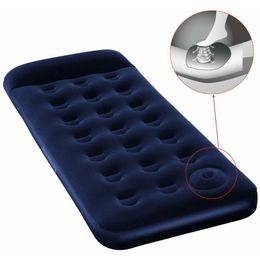 Luftmatratze Aufblasbar Beflockt mit Fußpumpe - Blau - Prolenta Premium
