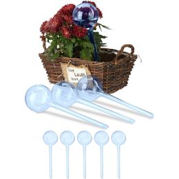 Relaxdays - Bewässerungskugeln, 9er Set, HxD: 28 x 8 cm, Durstkugeln für Pflanzen, je 250 ml, Kunststoff, Gießkugel, blau