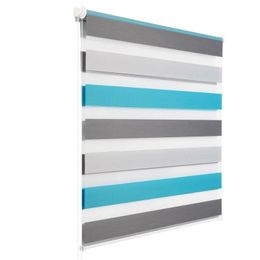 Doppelrollo Weiss+Grau+Türkis 75x150cm - WOLTU